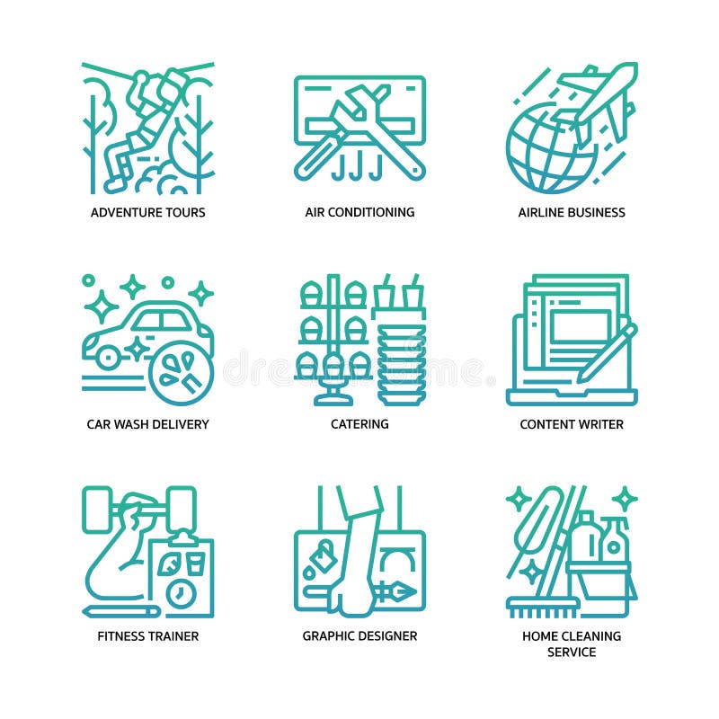 Services Business Icons Set Stock Vector - Illustration of services ...