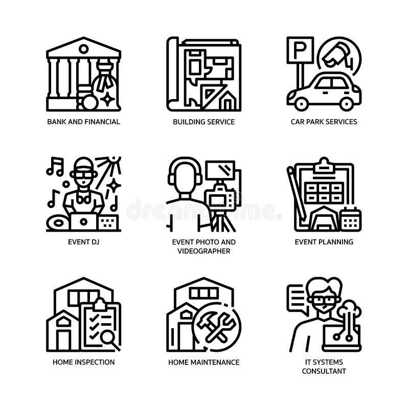 Services Business Icons Set Stock Vector - Illustration of business ...