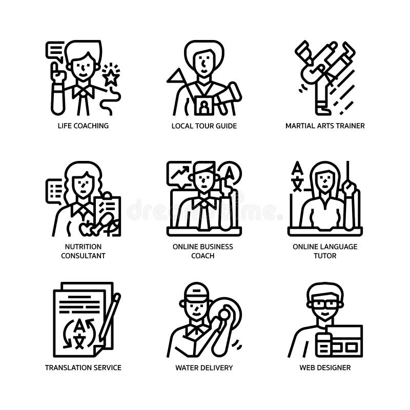 Services Business Icons Set Stock Vector - Illustration of online ...