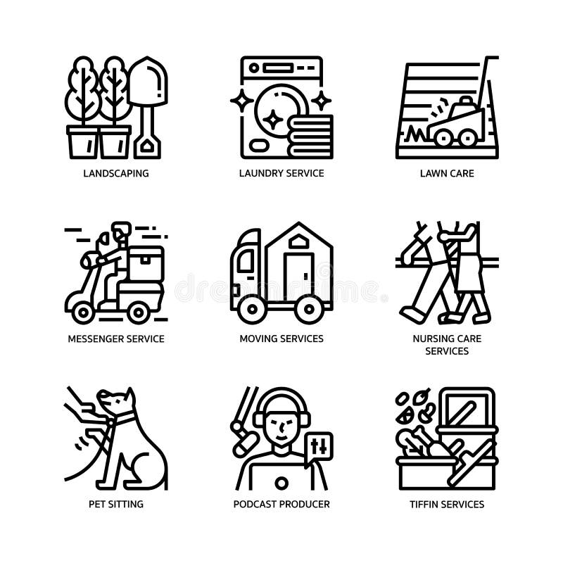Services Business Icons Set Stock Vector - Illustration of moving ...