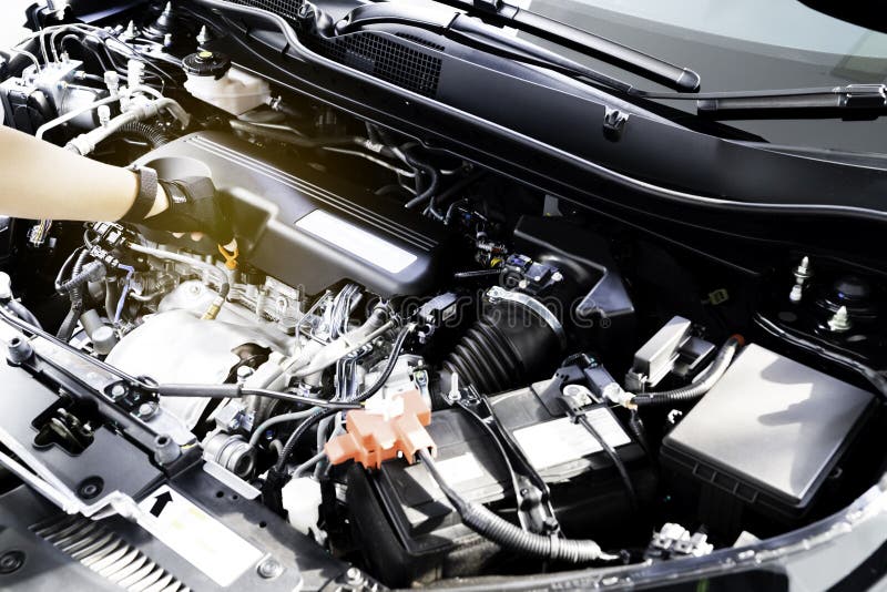 Services Car Engine Machine Concept, Car Mechanic Checking a Car Engine ...