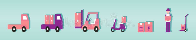 Services and Delivery Transportation Signs Set. Cartoon Icon Design ...