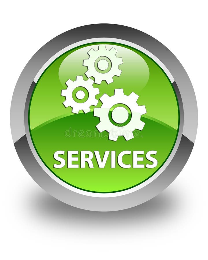Services (gears Icon) Glossy Green Round Button Stock Illustration ...