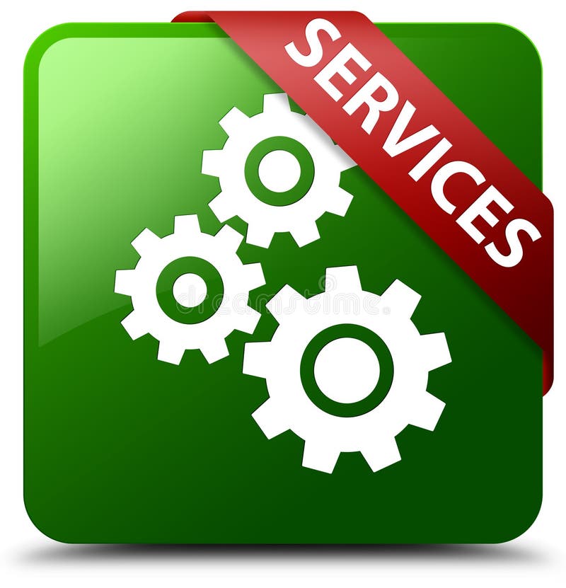 Services Gears Icon Green Square Button Stock Illustration ...