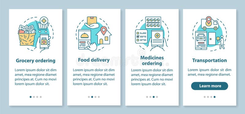 Services Ordering Onboarding Mobile App Page Screen with Linear ...