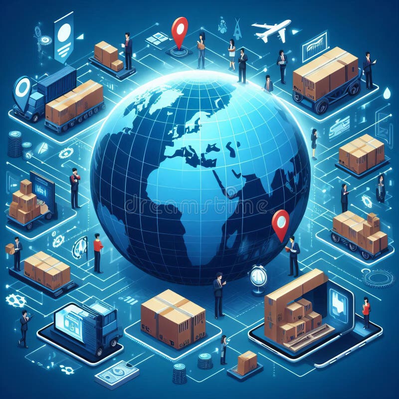 Services are Packaged and Shipped Globally Indicating the Outsou Stock ...