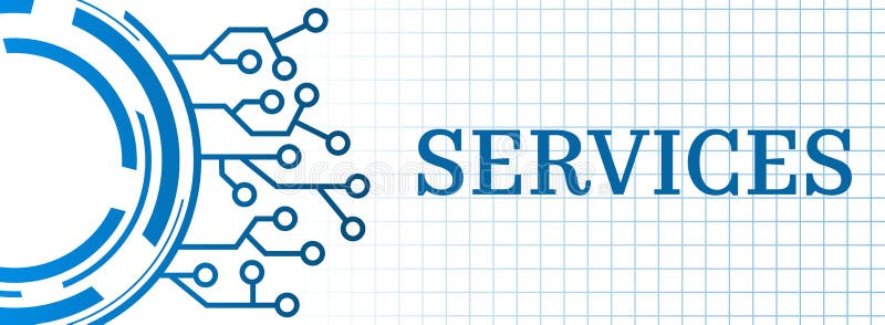 Services Tech Circle Circuit Blue Horizontal Text Stock Illustration ...