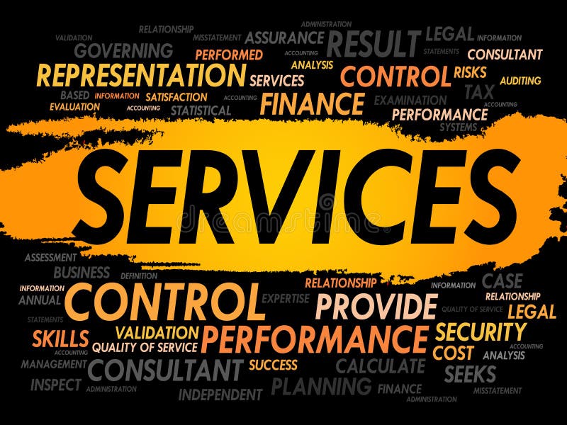 SERVICES word cloud stock illustration. Illustration of layout - 199965553