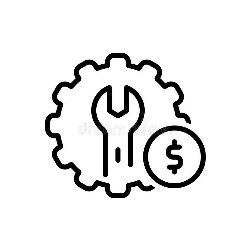 Black Line Icon for Servicing Costs, Servicing and Repair Stock ...