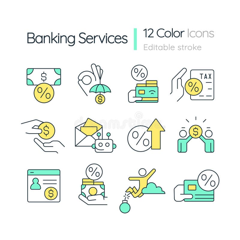 Servicios Bancarios Conjunto De Iconos De Color Rgb Stock de ... Servicios Bancarios Conjunto De Iconos De Color Rgb Stock de ...