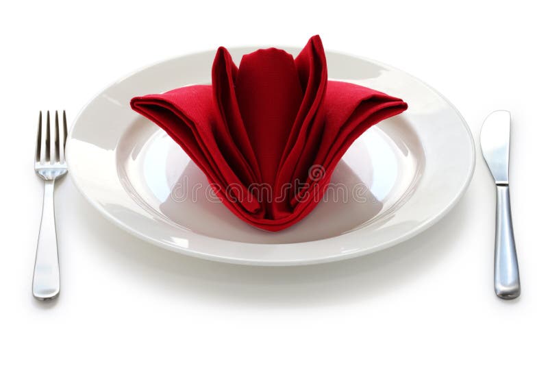 Servilleta Doblada Como Un Brote De La Rosa Foto de archivo - Imagen de ...