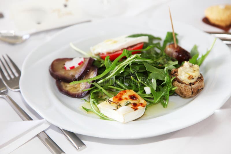 Serving of Appetizing Starters with Salad Stock Photo - Image of ...