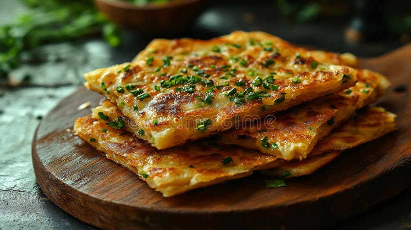 Crispy Scallion Pancakes: Layered & Flaky Stock Illustration ...