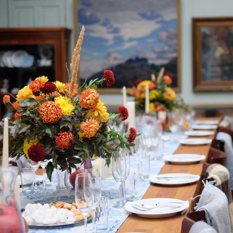 Serving Banquet Table for a Dinner Stock Image - Image of design, dine ...