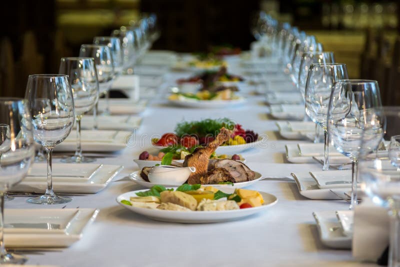 Serving banquet table stock photo. Image of cutlery, dinner - 92614656