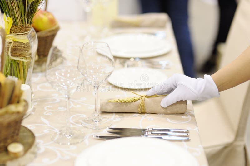 Serving Beautiful Dishes on the Table. Stock Photo - Image of cuisine ...