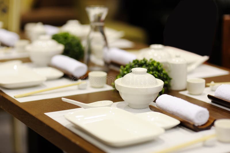 Serving Beautiful Dishes on the Table. Stock Image - Image of knife ...