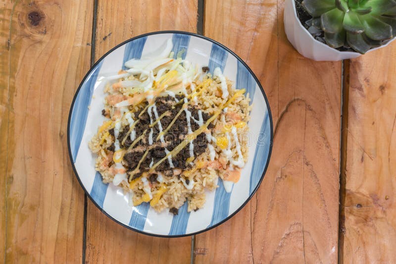 Beef Shawarma with Dip Served in Dish Isolated on Table Top View ...