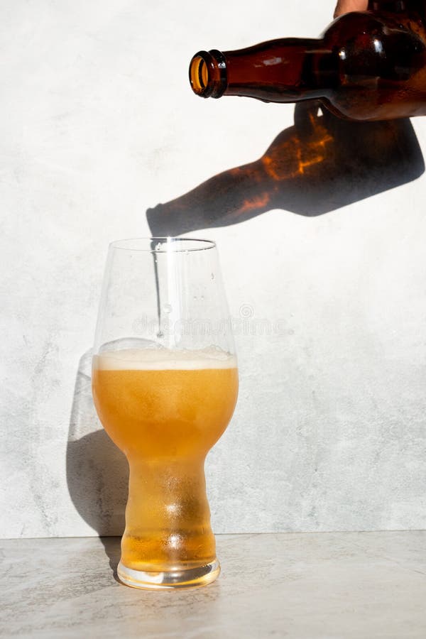 Serving Beer in a Crystal Glass for IPA Stock Image - Image of ...