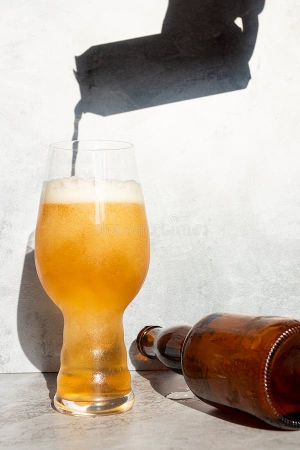 Serving Beer in a Crystal Glass for IPA Stock Photo - Image of closeup ...