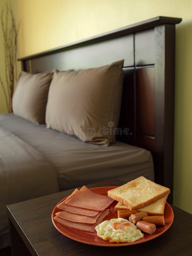 Serving Breakfast in Luxury Bedroom Stock Image - Image of house ...
