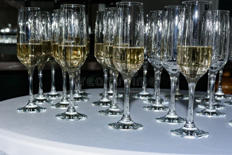 Serving Champagne Glasses at a Solemn Event. Stock Image - Image of ...