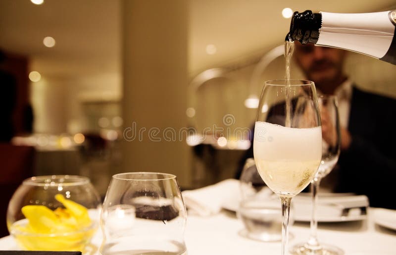 Serving Champagne in the Restaraunt Stock Image - Image of drink, cafe ...