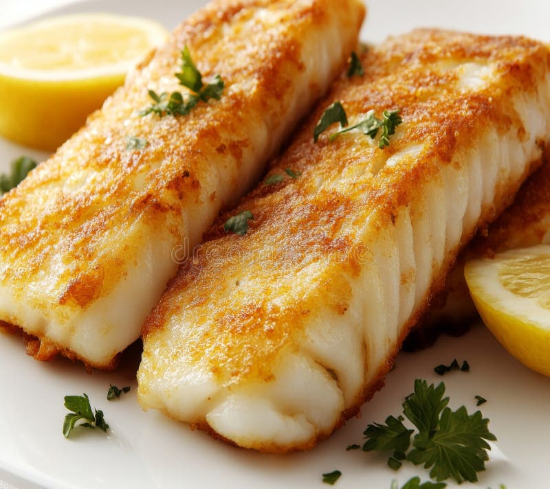 A Serving of Cornmeal-crusted Fish on a Clear Background Stock Photo ...