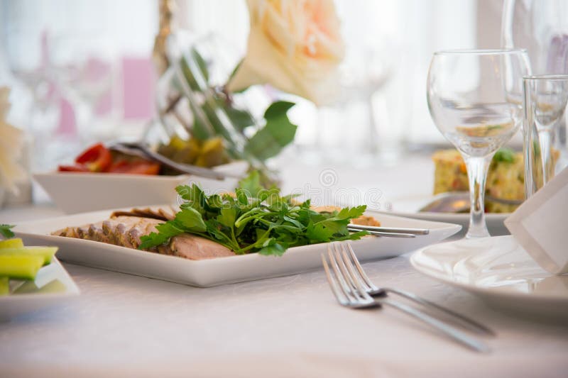Serving the dining table. stock photo. Image of cater - 77481026
