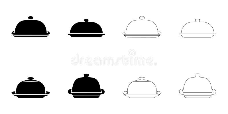 Serving Dish Icons Set Simple Clean and Smooth Solid and Outline Styles ...