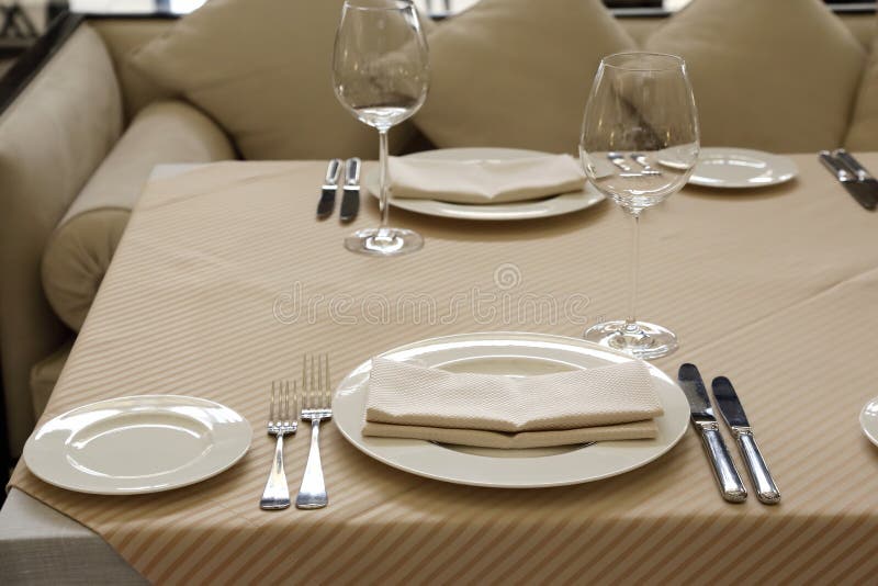 Serving Dishes on the Table in the Restaurant Stock Image - Image of ...
