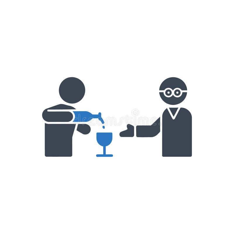 Serving Drink To Guest Icon Stock Vector - Illustration of wine, guest ...