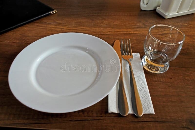 Serving an Empty Table in a Small Restaurant Stock Photo - Image of ...