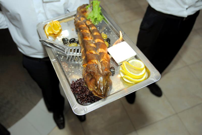 Waiter with Fish Plate stock image. Image of industry - 30614093