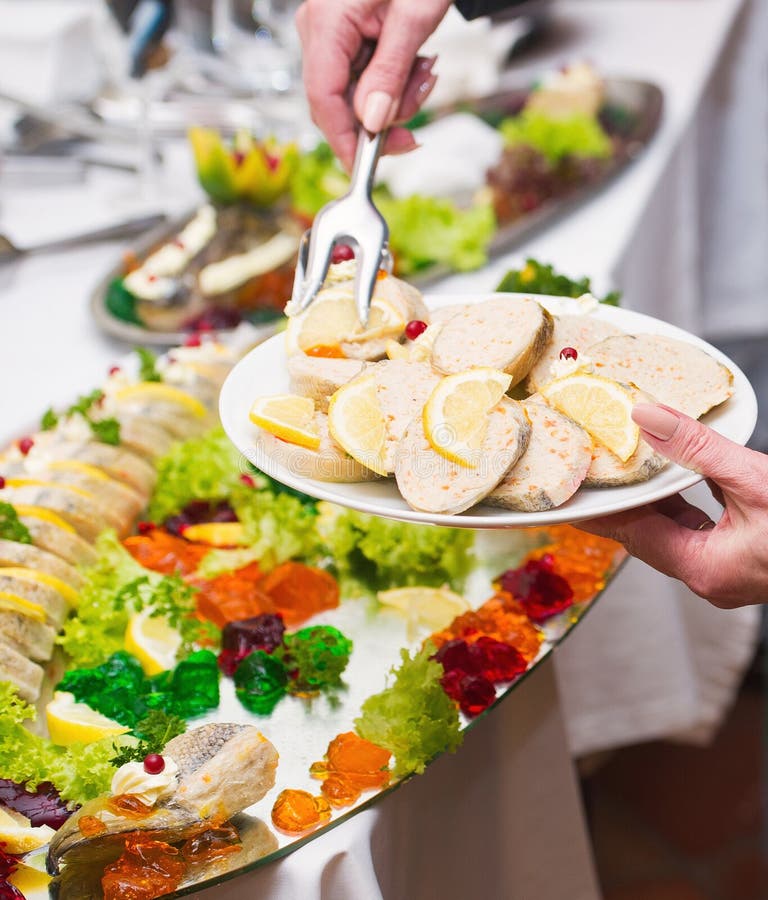 Serving fish in aspic stock photo. Image of healthy, food - 91166868
