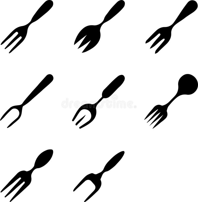 Serving Fork Utensil Icons Set Stock Vector - Illustration of tools ...