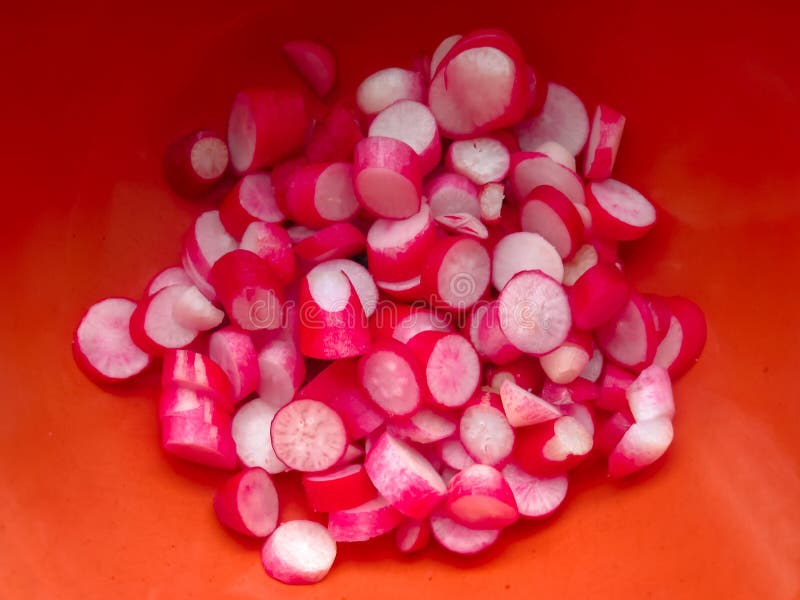 Serving of Fresh Cut Pink Radish Stock Image - Image of organic, fresh ...