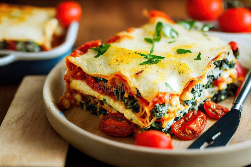 Serving Italian Cuisine Pasta Lasagna on Plate in Restaurant Stock ...