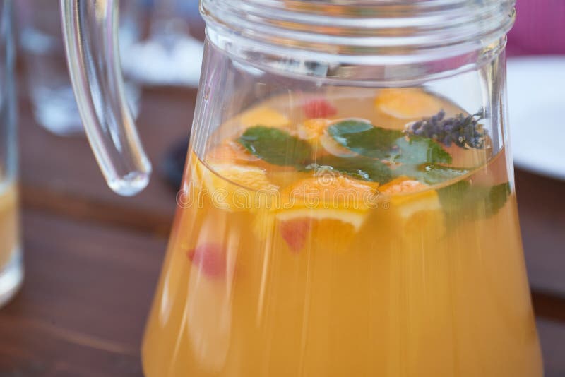 Serving lemonade in summer stock image. Image of refreshment - 198153713