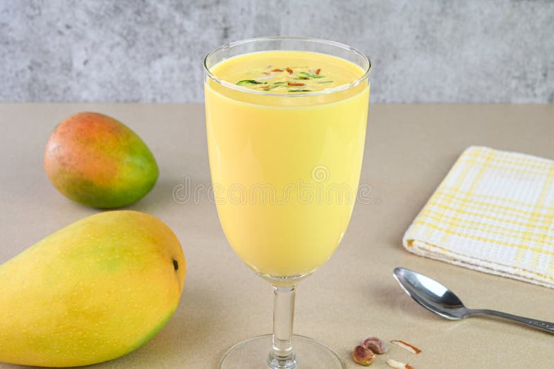 Serving Mango Lassi in a Cup Stock Photo - Image of lassi, yogurt ...