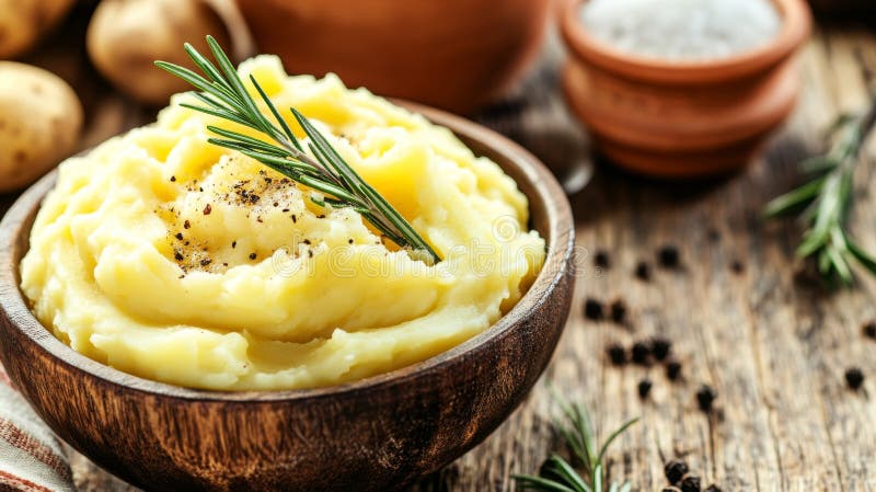 A Serving of Mashed Potatoes in a Deep Dish. a Vegetable Side Dish for ...