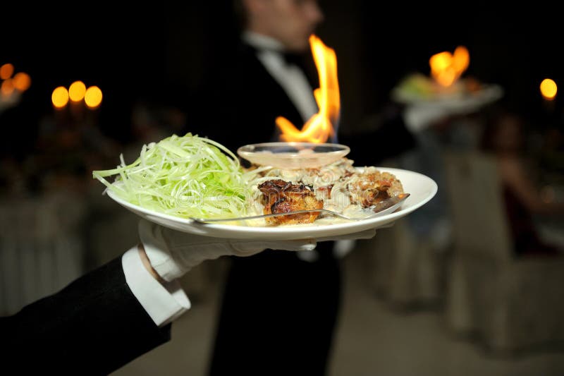 Serving Meat with Vegetables Stock Photo - Image of human, hand: 30614104