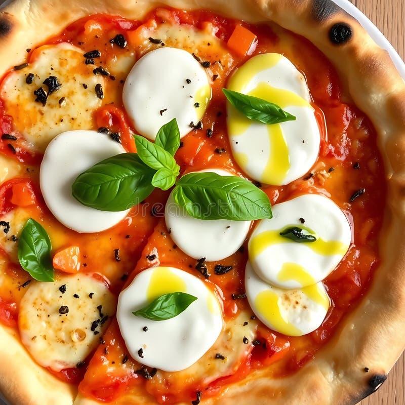 A Serving of Pizza with Mozzarella, Basil, and a Drizzle of Olive Oil ...