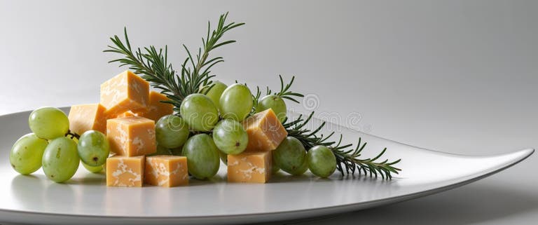 Serving Plate with Cheese and Grapes for Appetizer or Snack. Stock ...