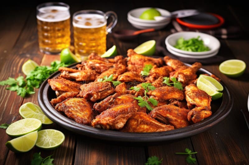 Serving a Plate Full of Crispy Chicken Wings Stock Photo - Image of ...