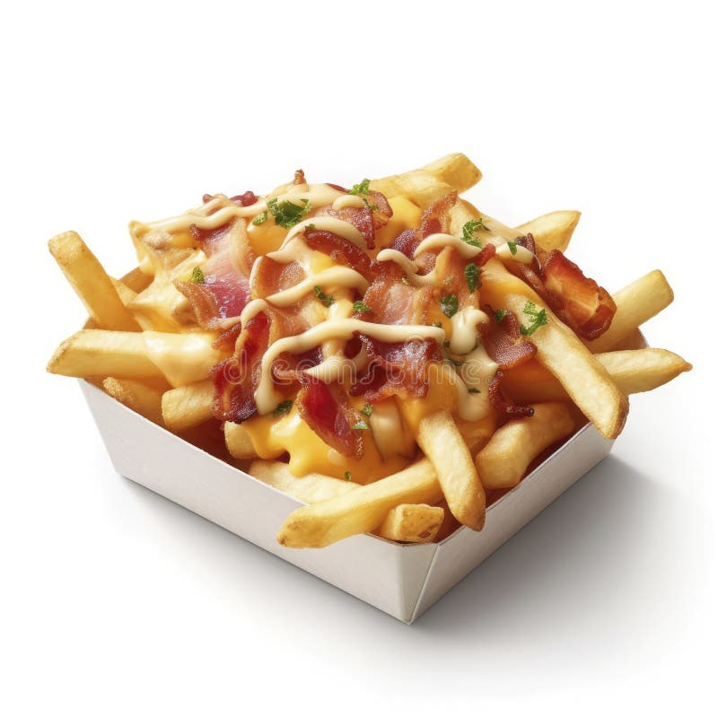 A Serving of Potato Chips with Cheese and Bacon Stock Photo ...