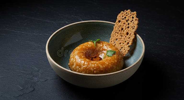 Serving Rice Ring with Crispy Cracker in Ceramic Bowl Stock ...