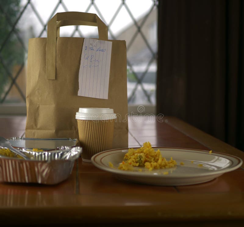 Serving of Rice with Take Out Food on a Table Stock Image - Image of ...