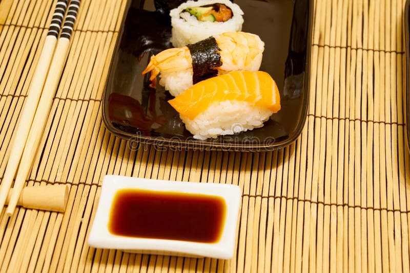 Serving of Sushi in Japanese Style. Stock Image - Image of healthy ...