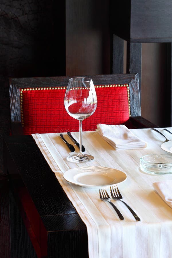 Serving at Table and Chair in Empty Restaurant Stock Photo - Image of ...